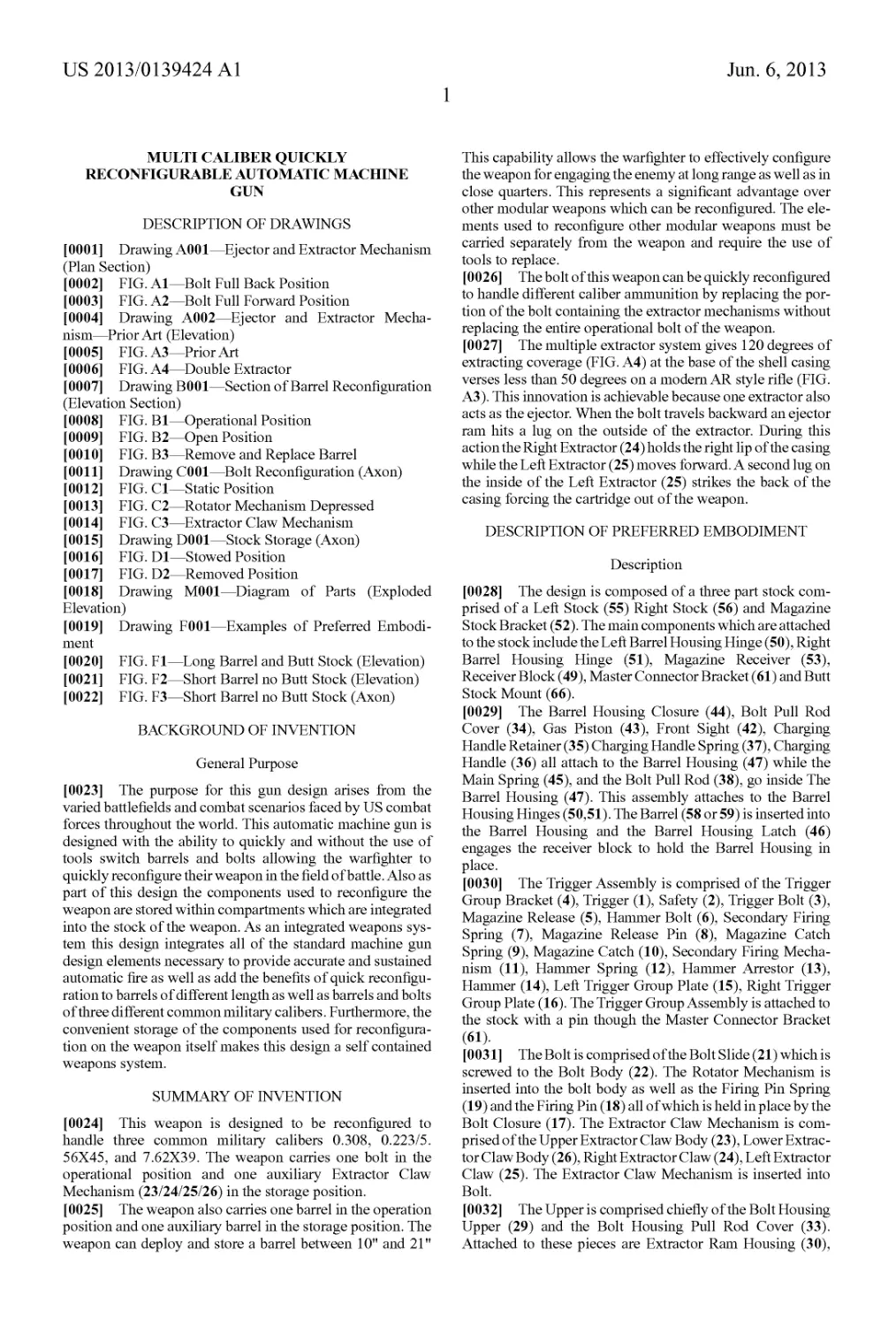 Patent US 2013/0139424 A1 Multi caliber quickly reconfigurable ...