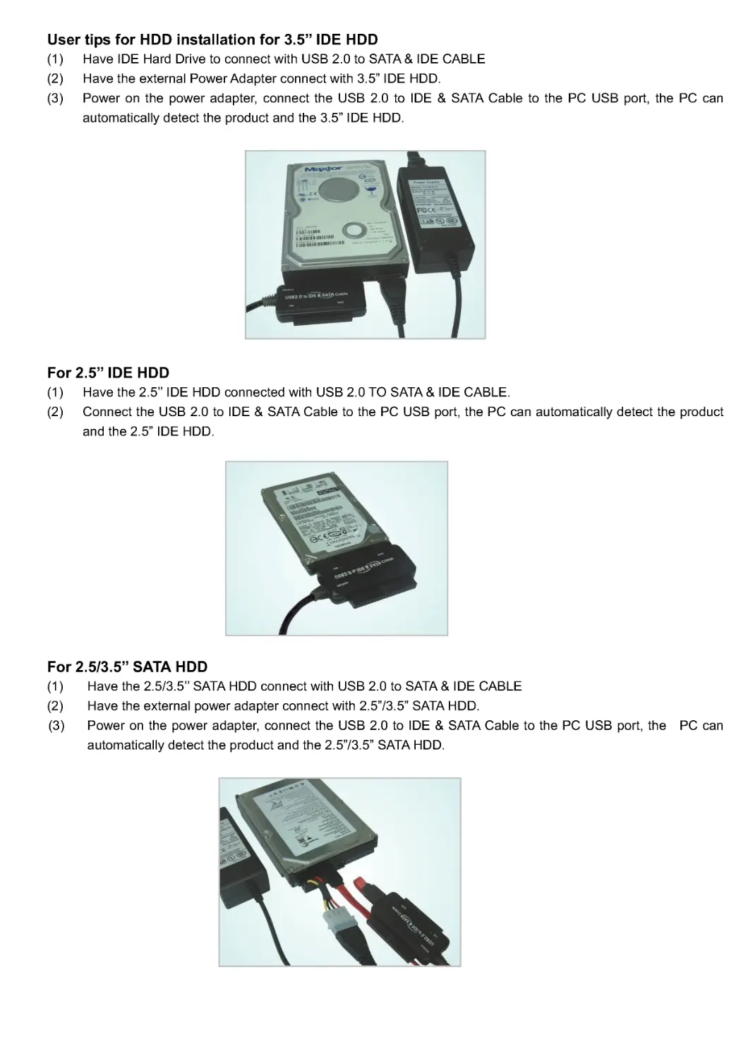 Digitus. DA-70200-1. User's Manual. USB 2.0 TO IDE & SATA Cable